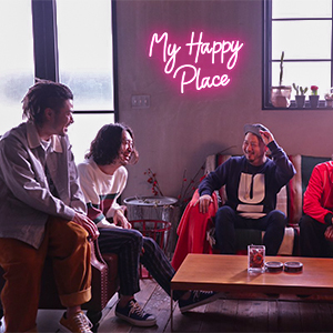 Amazon.com : My Happy Place Neon Sign, Dimmable Pink LED Neon Light for Wall Decor, USB Powered ...