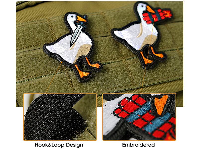 Aolamegs 2 Pcs Funny Tactical Duck Patches, Duck with Knife Embroidered Applique and Explosive ...