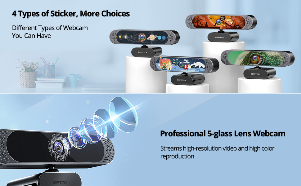 4K Webcam, DEPSTECH DW49 HD 8MP Sony Sensor Autofocus Webcam with Microphone, Privacy Cover and ...