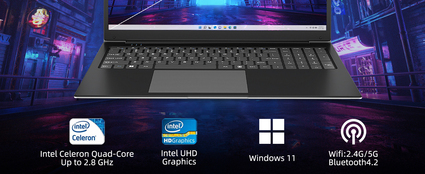 SGIN Laptop 17.3 Inch 8GB RAM 256GB SSD, Laptop Windows 11 Celeron Quad-Core Processor Up to 2 ...