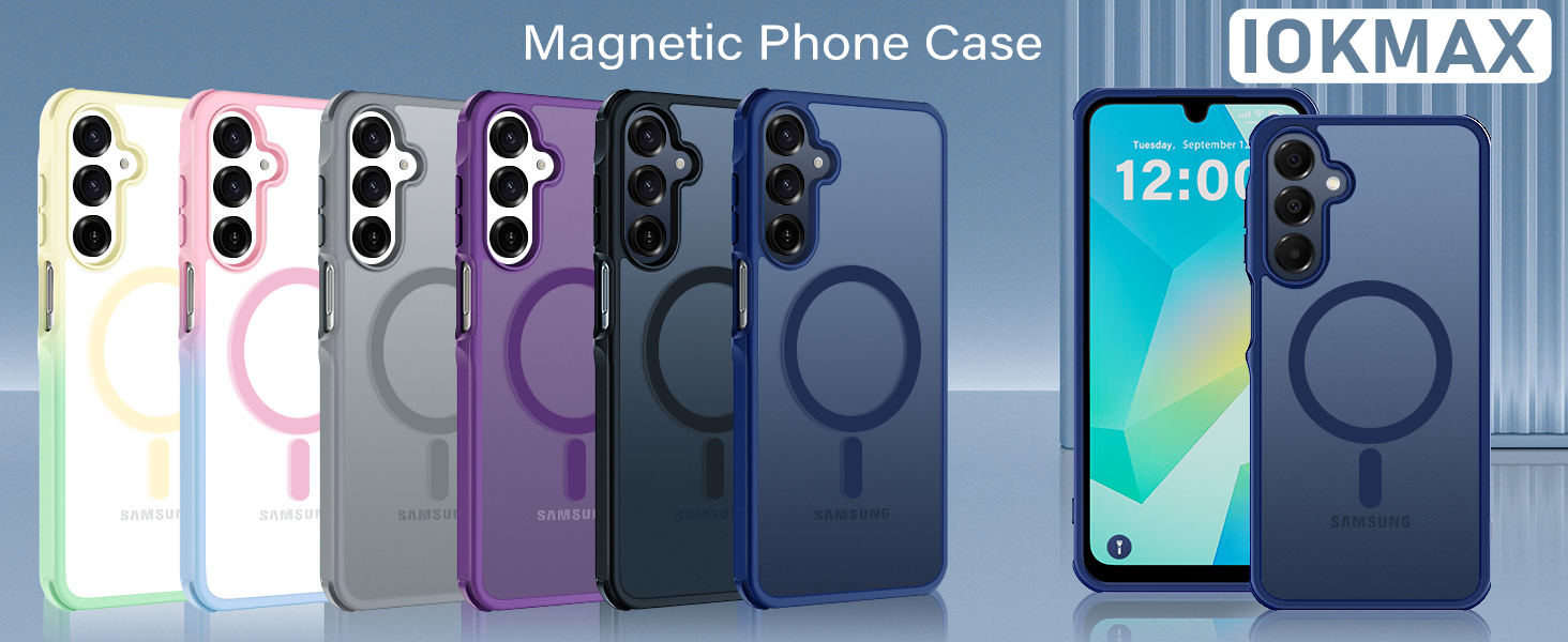 Amazon.com: Iokmax for Samsung Galaxy A16 5G Case with 2X Screen Protector, Magnetic Military ...