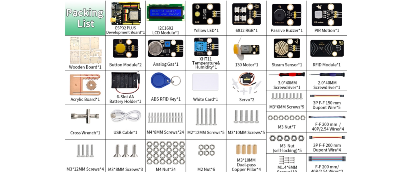 KEYESTUDIO ESP32 Smart home IoT Kit Compatibile con Arduino IDE, con scheda ESP32, Python C ...