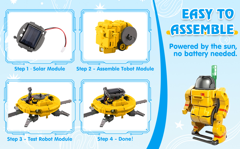 Cunsieun 6-in-1 Solar Robot Toys Kit, STEM Building Toys for Kids 8-12 ...