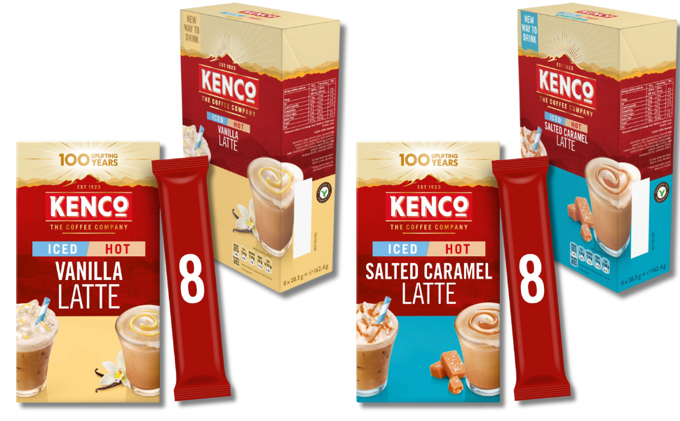 Iced Latte/Hot Vanilla Instant Coffee Bunlde 8 Sachets 8 per pack and Salted Caramel Iced/Hot ...