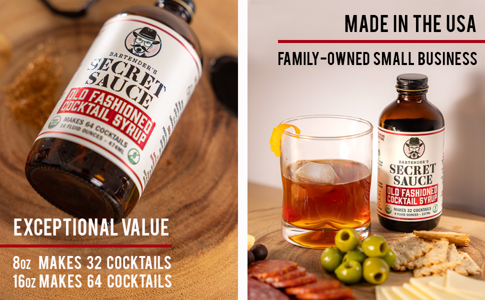 Amazon.com : Bartender’s Secret Sauce Old Fashioned Cocktail Syrup - Makes 32 Cocktails - USDA ...