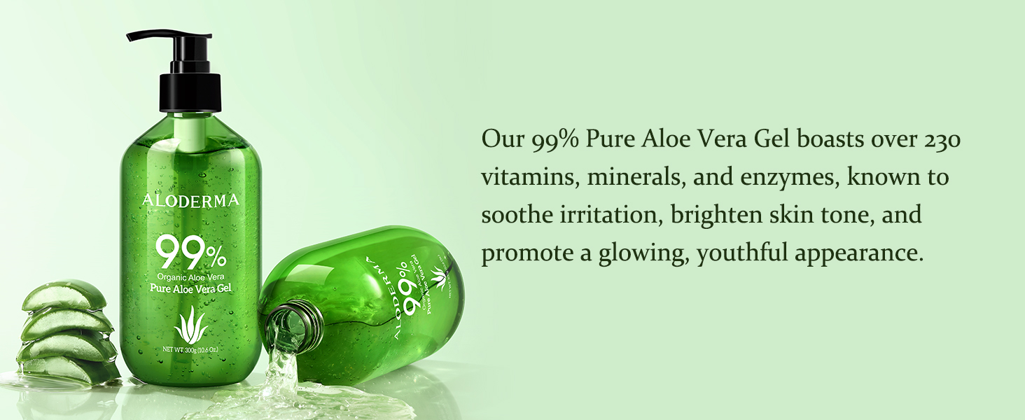 Amazon.com : Aloderma Organic Aloe Vera Gel for Face & Body, 96% Pure Aloe Gel Made within 12 ...
