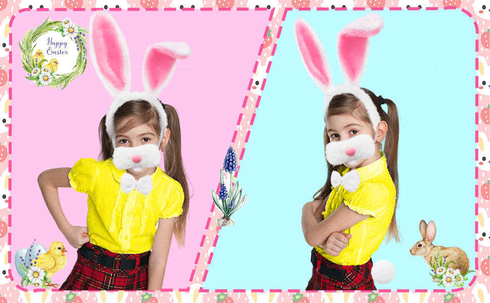 Amazon.com: 4 Pcs Easter Bunny Costume Set,Rabbit Ears Headband Nose ...