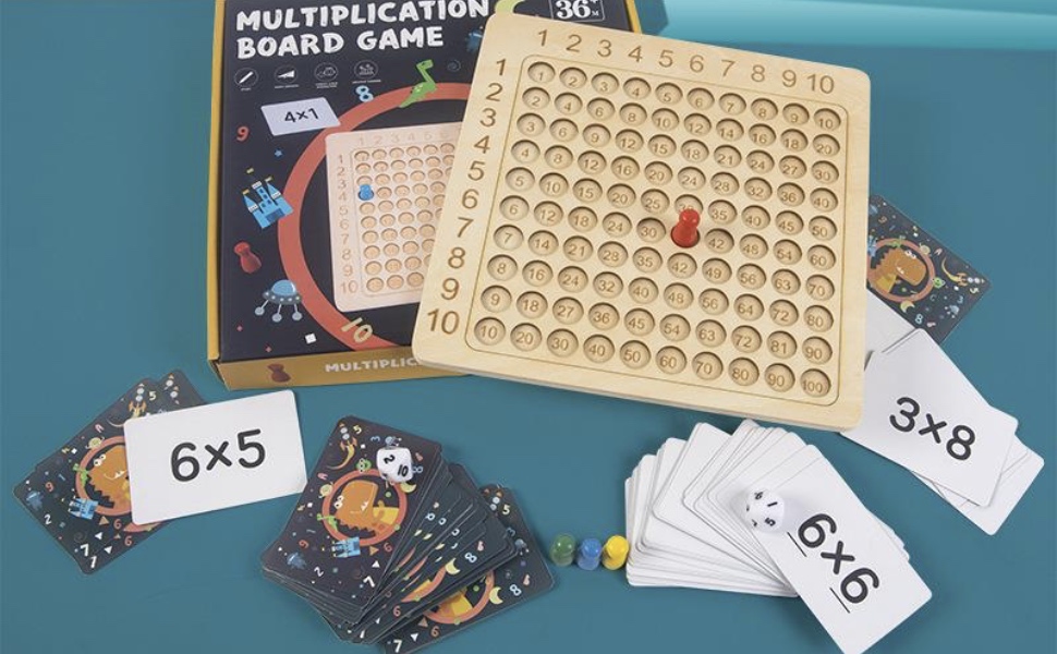 2 Pcs Wooden Math Multiplication Board, Math Table Board Game ...