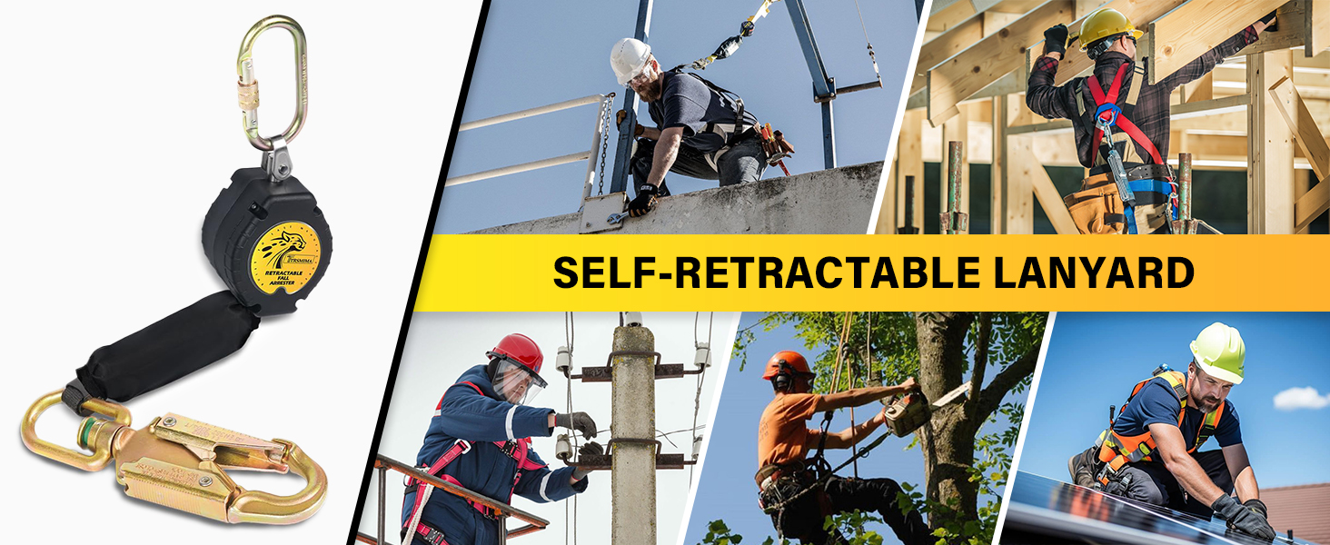 Amazon.com: TRSMIMA Fall Protection Retractable Lanyard - 6FT ...