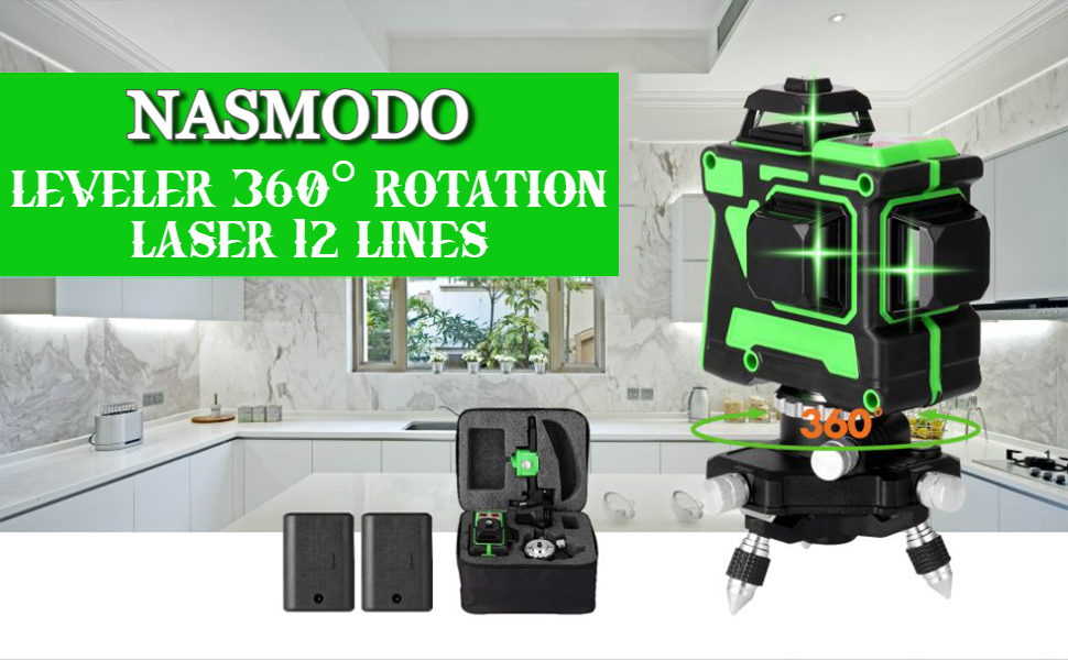 Nasmodo Laser Level Line tool Laser Light Machine 3x360° 3D Level Measurement Tool with Stand ...