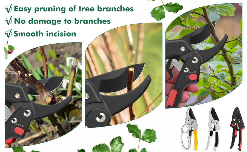 Milifox Garden Secateurs Heavy Duty,Pruning Shears for Saving Strength,Ratchet Secateurs with ...