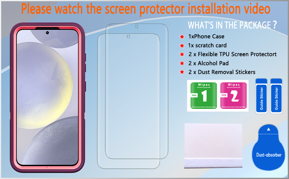 Amazon.com: HONG-AMY for S24 Plus Case, Samsung Galaxy S24 Plus Case with Self Healing Flexible ...