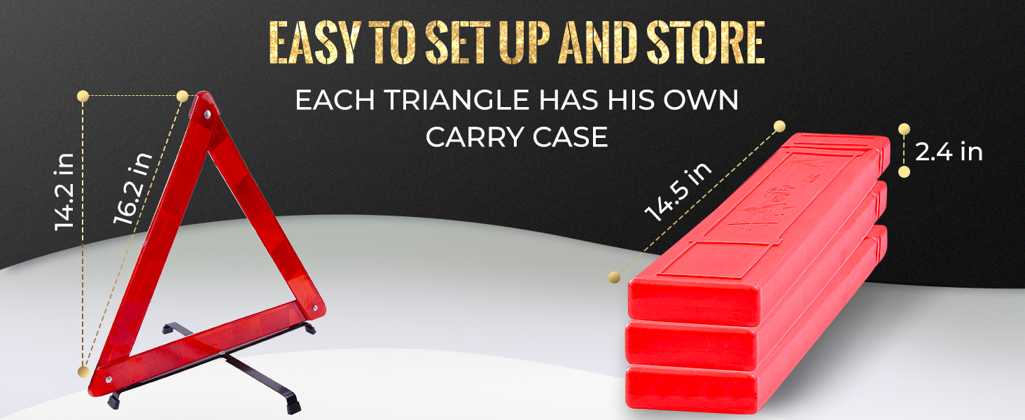 Amazon.com: DSV Standard Warning Triangles, Reflective Triangles with ...