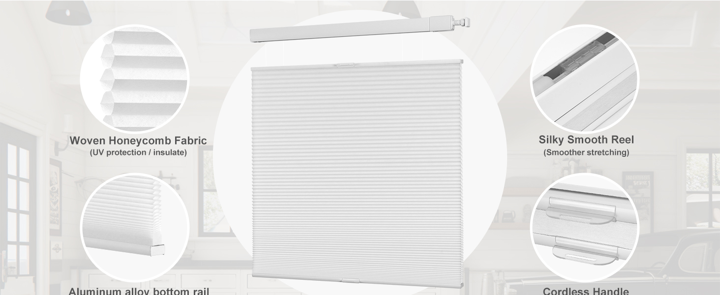 Boolegon No Drills No Tools Light Filtering Cellular Shades Top Down ...