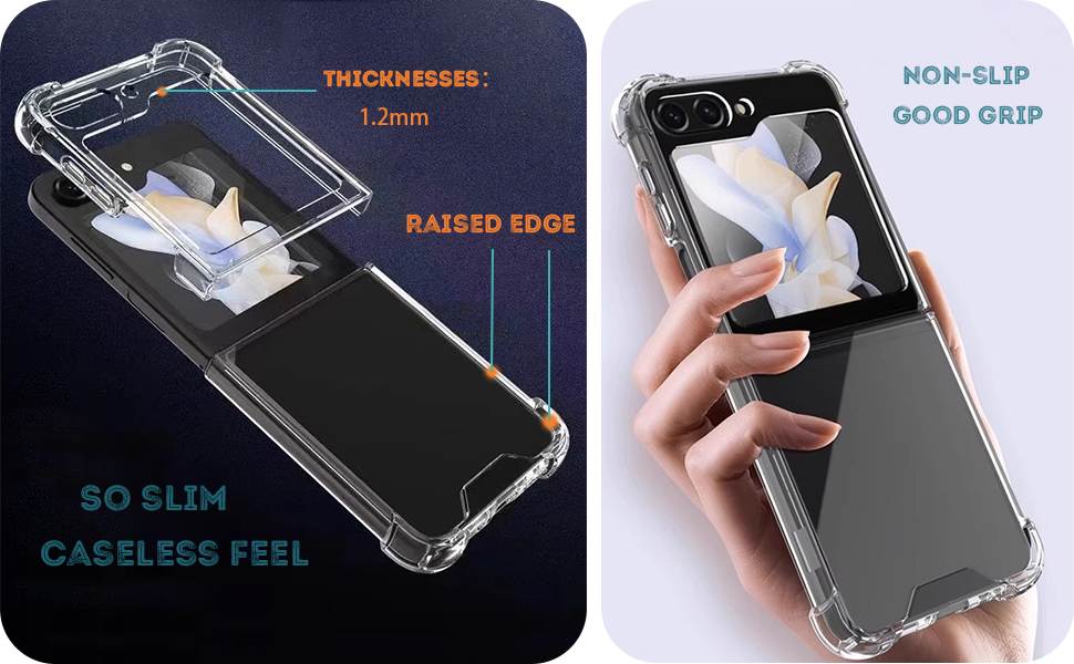 Amazon.com: USTIYA Case for Samsung Galaxy Z Flip 5 5G Clear Acrylic + TPU Four Corners ...