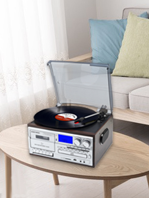 MUSITREND Record Player 9 in 1 3 Speed Bluetooth Vintage Turntable CD ...