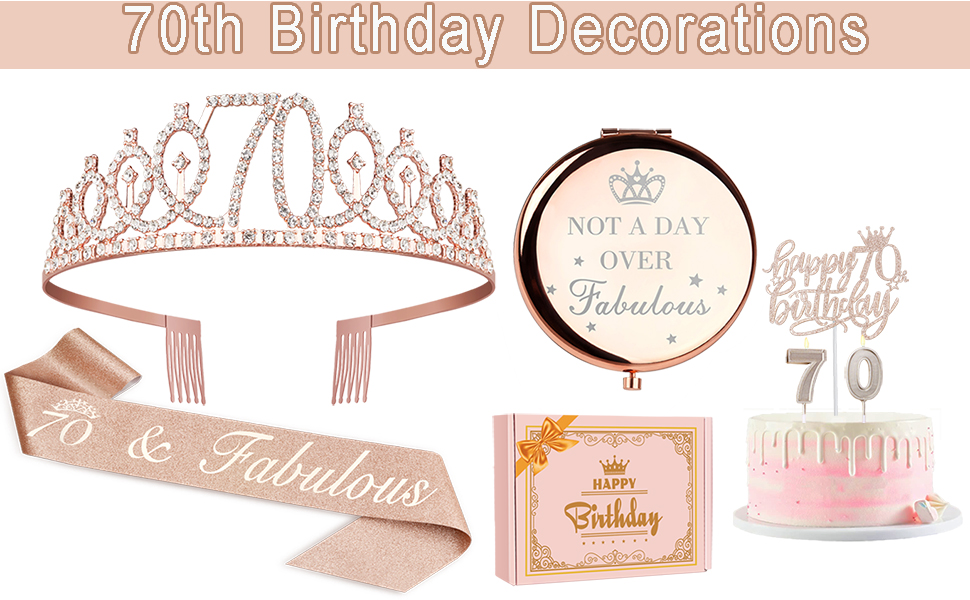 Amazon.com: 70th Birthday Decorations for Women, Including Not a Day Over Fabulous Compact ...