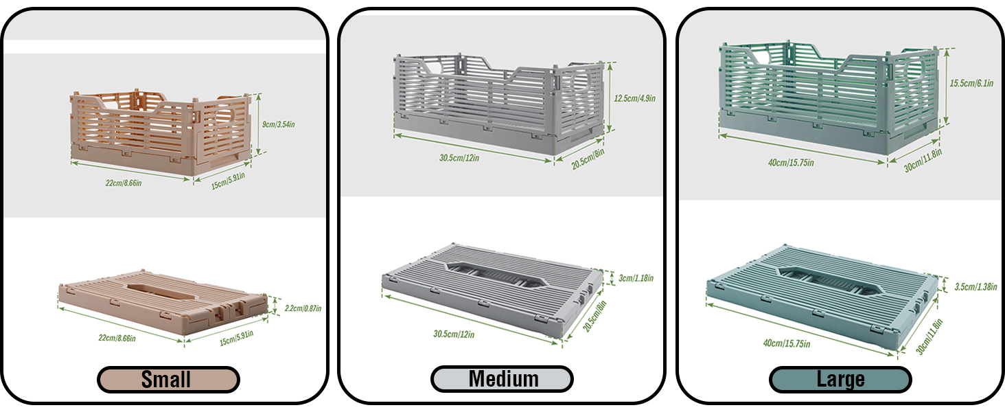 Amazon.com : Vivikivi 4-Pack Plastic Crates for Storage, Collapsible ...