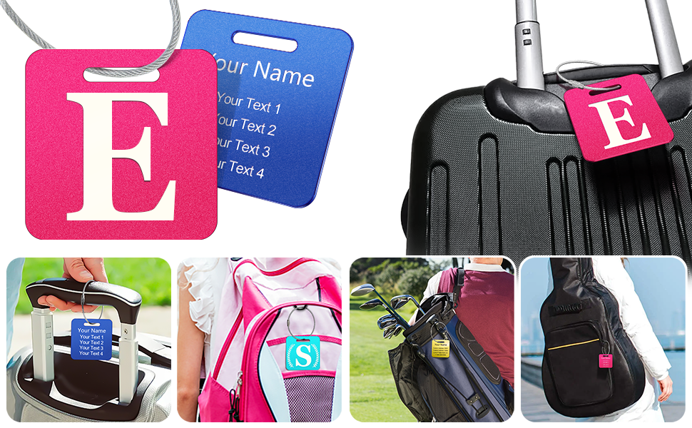 Amazon.com | Personalized Initial Luggage Tags for Suitcases - Metal Engraved Custom ID Luggage ...