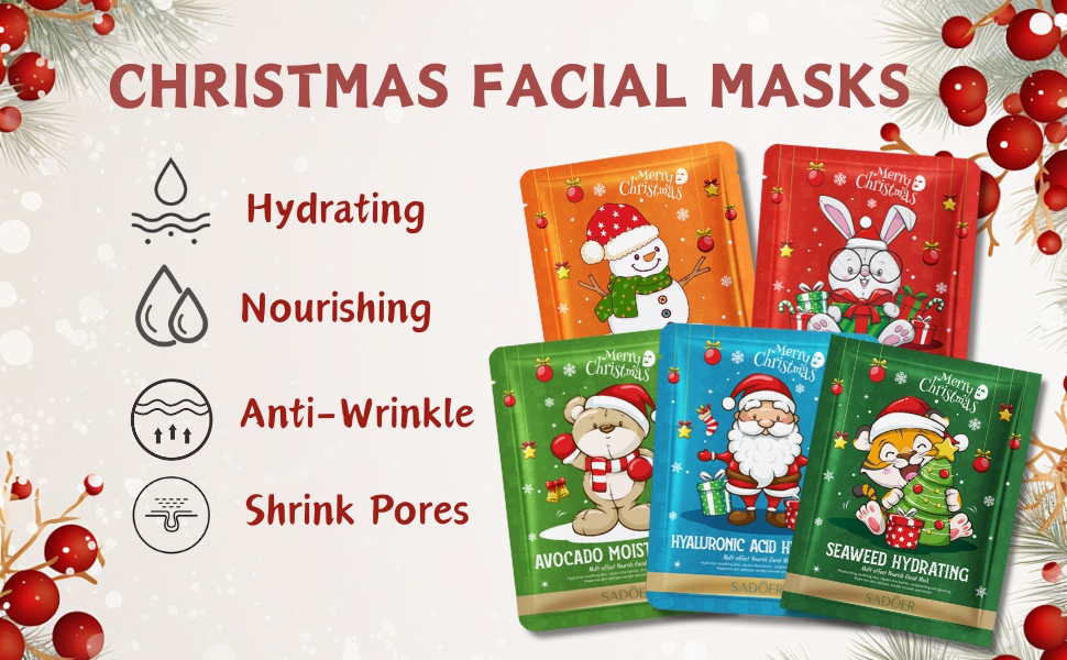 Amazon.com : 5 Pcs Christmas Stock-ing Stuff-ers Sheet Mask - Collagen ...