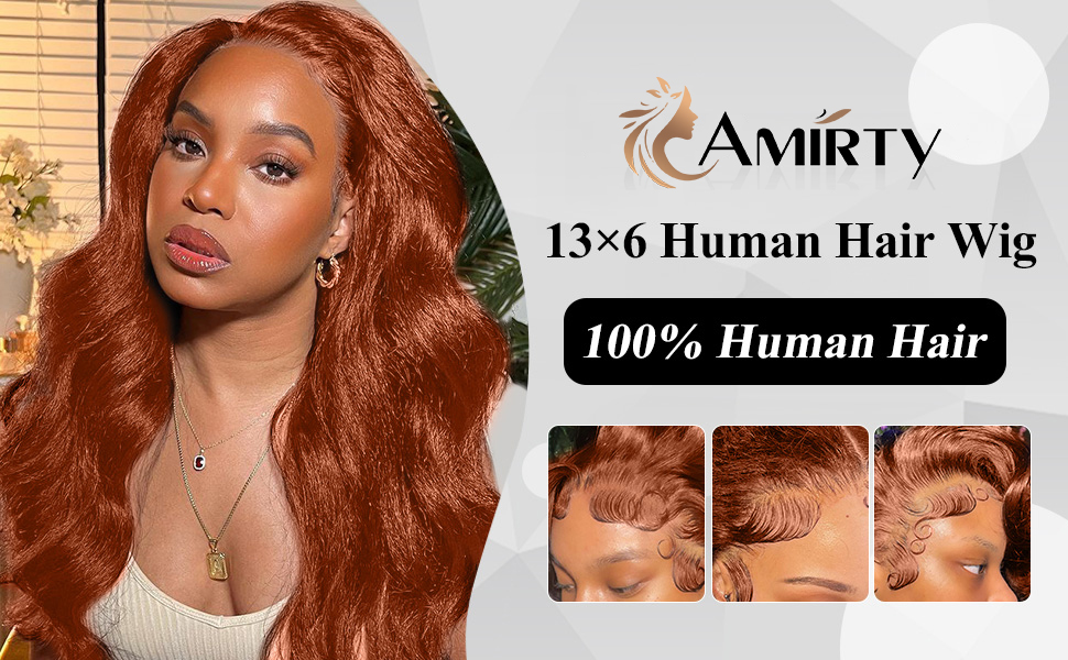 Amazon.com : AMIRTY 200% Density Orange Ginger Lace Front Wigs Human Hair 13X4 HD Transparent ...