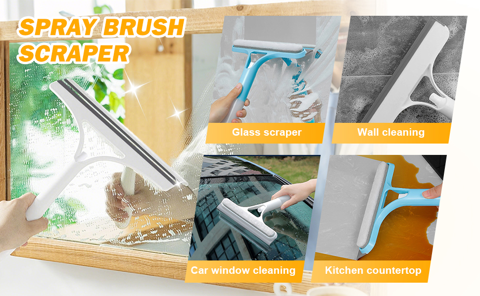 Amazon.com: 3 in 1 Window Cleaning Scraper, 2025 New Squeegee for Shower Glass, 3 in 1 Spray ...
