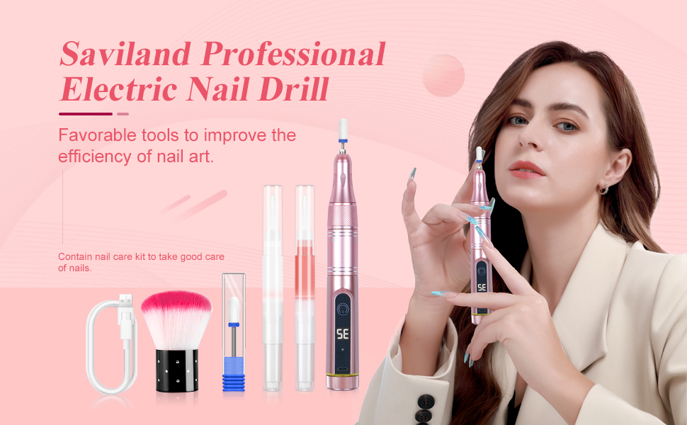 Amazon.com: SAVILAND 35000RPM Electric Nail Drill, Rechargeable Nail Drill with LED Display ...