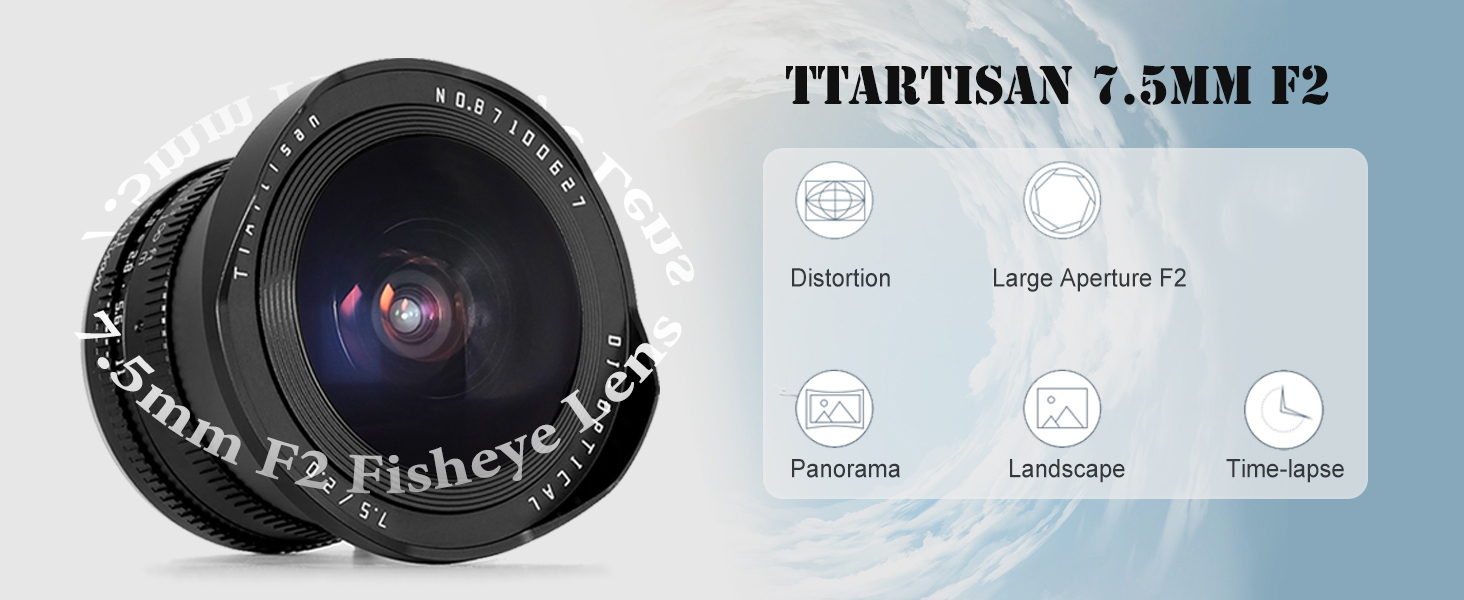TTARTISAN 7.5mm F2.0 APS-C Large Aperture with 180° Angle of View Fisheye Lens for Canon RF ...