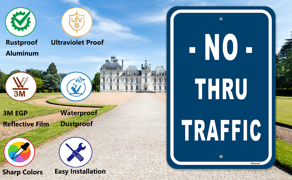 Amazon.com: No Thru Traffic Signs 12" x18" Traffic Warning Signs ...