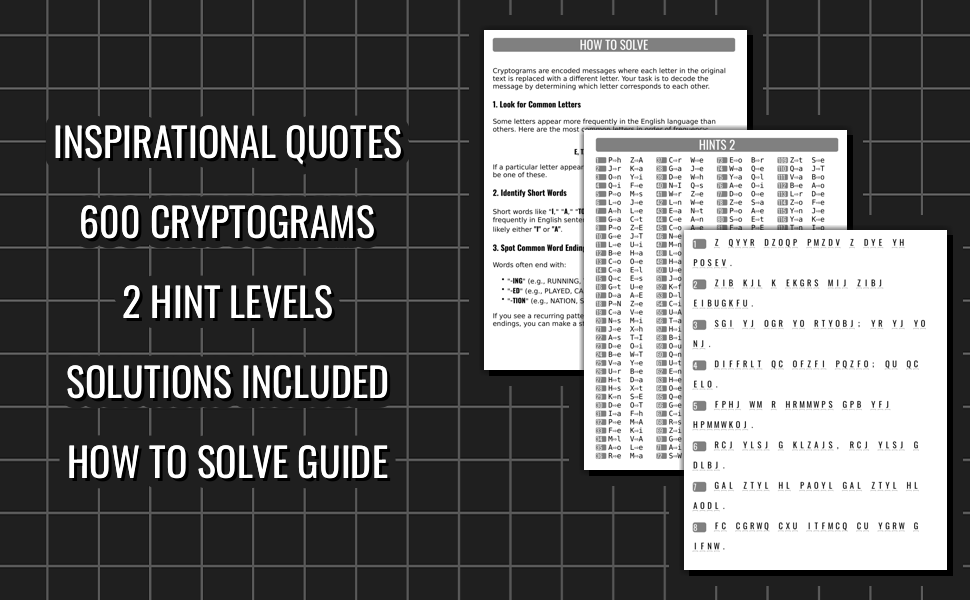 600 Cryptogram Puzzles: Easy, Medium & Hard Cryptoquotes | Cryptograms ...
