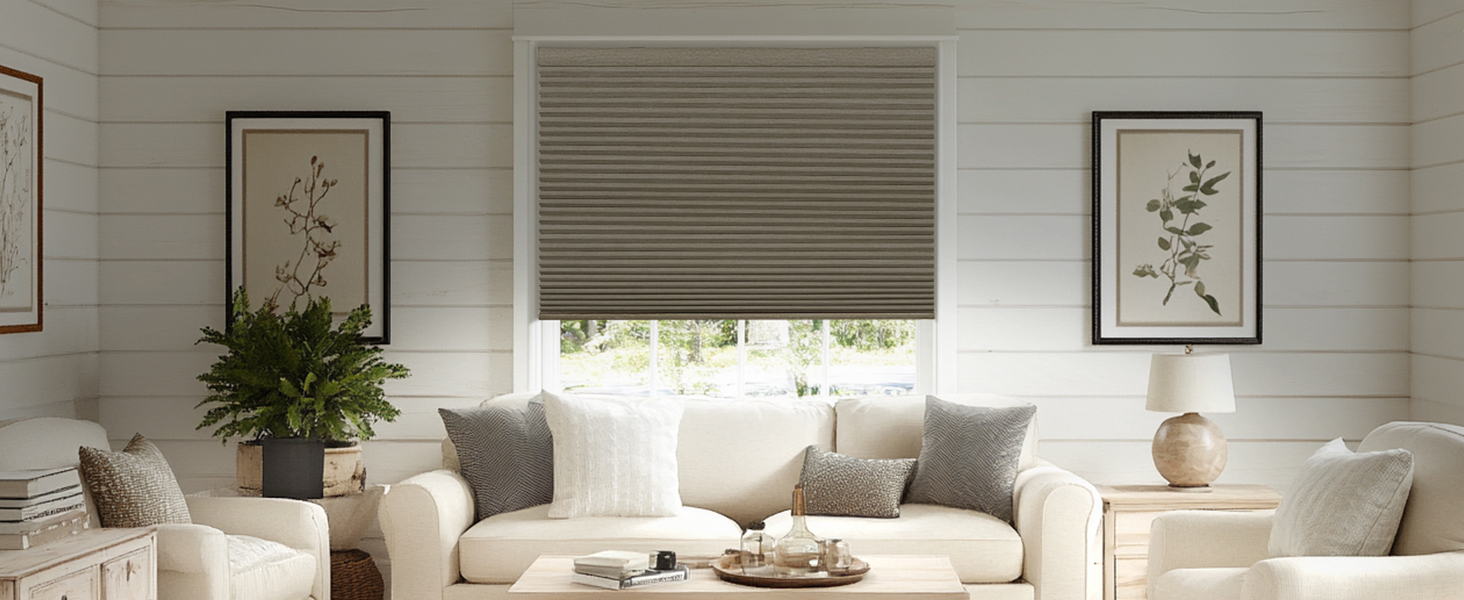 Amazon.com: Boolegon 1.5" Jacquard Patten Cordless Cellular Shades for ...