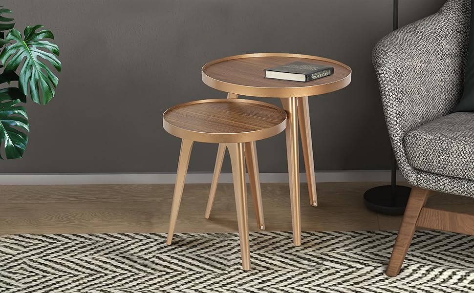 Amazon.com: COVLON Nesting Tables, Modern Side Tables Set of 2, Small Nesting Coffee Table for ...