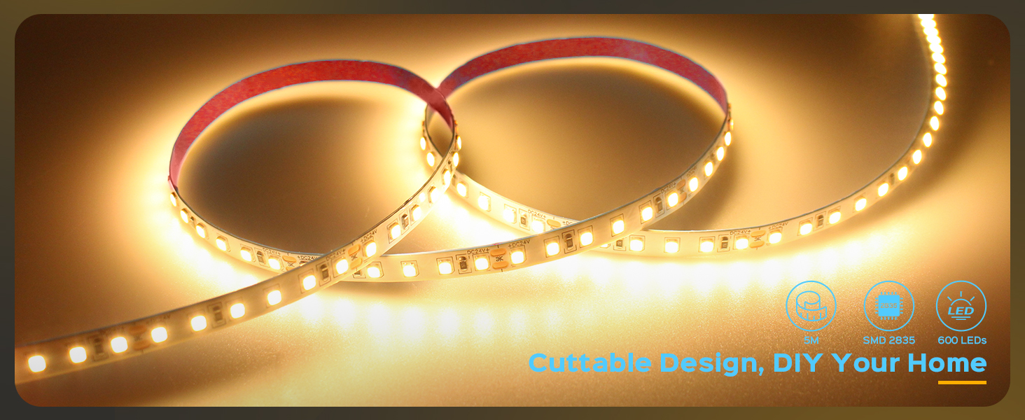 BRIMETI LED Streifen 24V LED Strip 20M Weiß 6000K 600LEDs 24V Selbstklebend 8mm Breite, Flexibel ...