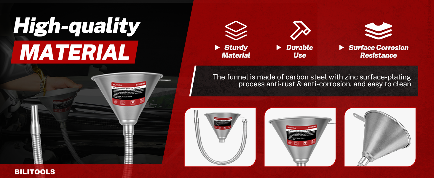 Amazon.com: BILITOOLS 26.2" Steel Flexible Oil Funnel with Filter for Automotive Use, Metal ...