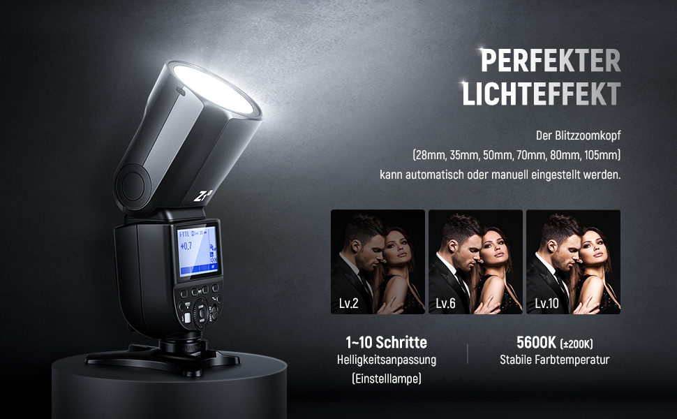 NEEWER Z1-N TTL Blitzgerät für Nikon DSLR Kameras, Rundkopf Blitzlicht 76Ws 2,4G 1/8000s HSS ...