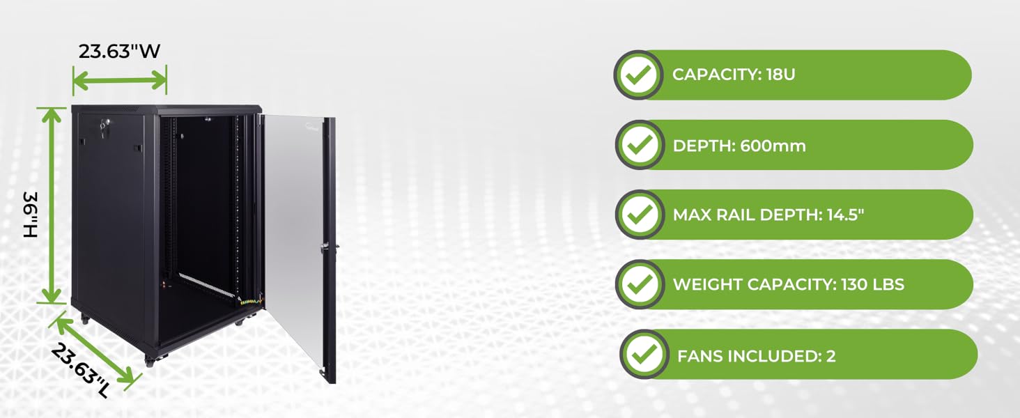 Amazon.com: NavePoint 18U Server Cabinet Wall Mount Rack Enclosure with Caster Wheels, 2 Fans ...