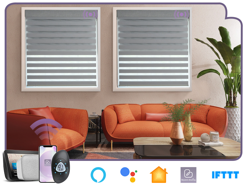 Amazon.com: Graywind Smart Dual Shades Compatible with Alexa Google Homepod Motorized Double ...