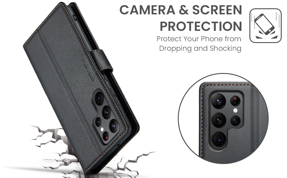 Amazon.com: FLIPALM Wallet Case for Samsung Galaxy S22 Ultra, RFID Blocking Credit Card Holder ...