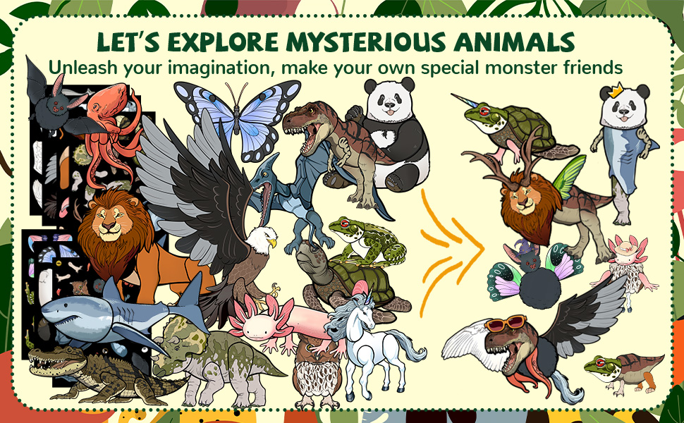 Amazon.com: EGNGY 447 Pcs Cryptid Monster Stickers Kit, 21 Sheets of 9"x11" Make Your Own Animal ...