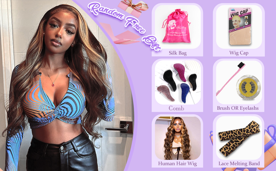 Amazon.com : Aicrelery Highlight Ombre 13x6 Lace Front Wig Human Hair Pre Plucked 13x6 HD ...