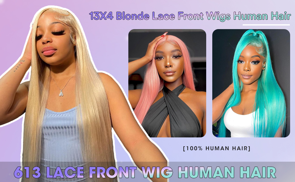 Amazon.com : SIYUSI Blonde Wig Human Hair Pre Plucked with Baby Hair 613 13x6 lace front wig ...