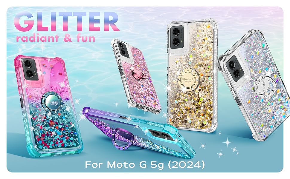 Amazon.com: Silverback for Moto G 5G 2024 Case, Moving Liquid Holographic Sparkle Glitter Case ...