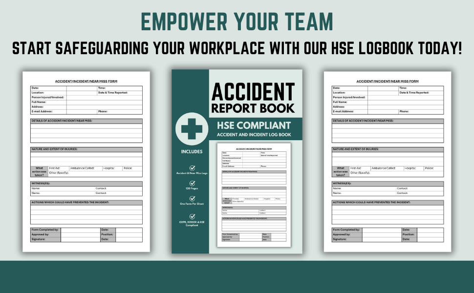 Accident Report Book HSE Compliant: A4 Incident Logbook To Record All Accidents in Businesses ...