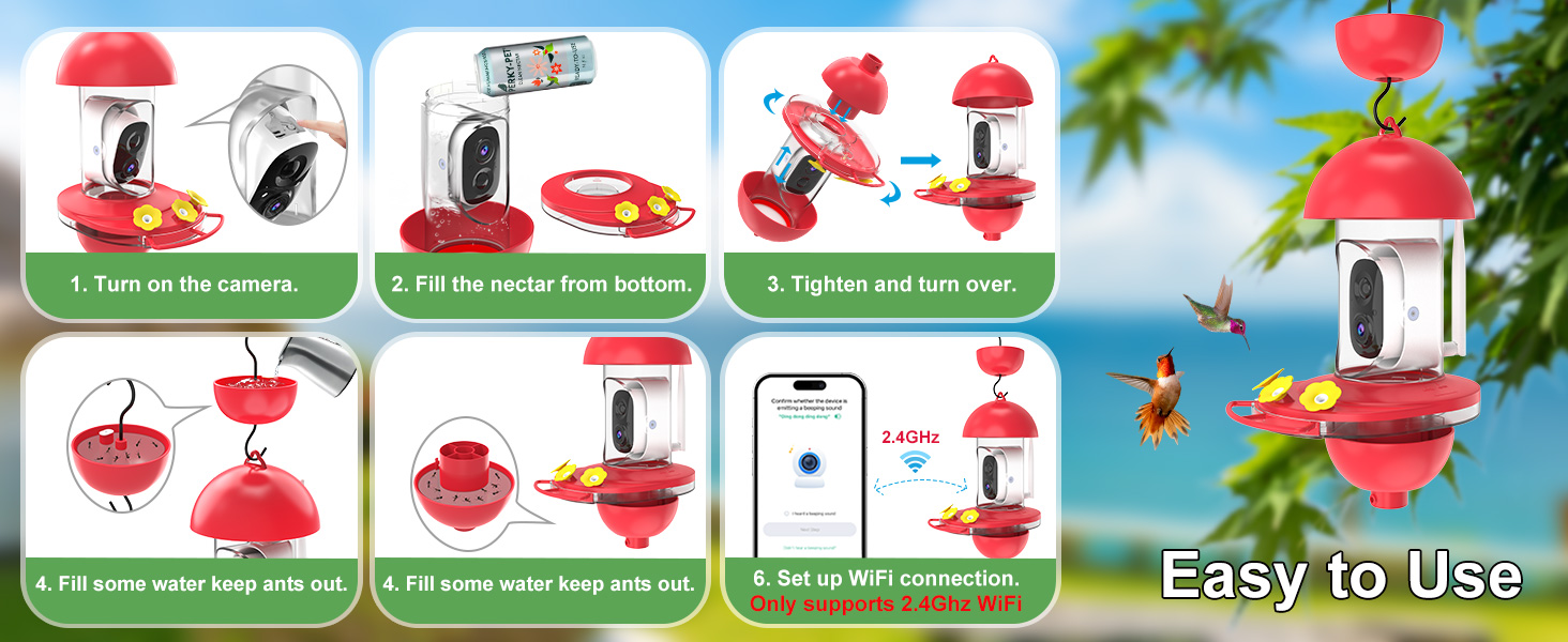 Amazon.com : Hummingbird Feeder with Camera, Smart Humming Bird Feeder Camera Solar Powered, AI ...