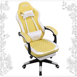 Amazon.co.jp: JKOOK ゲーミングチェア オットマン付き 多機能 連動ひじ掛け ゲーム用 デスクチェア 男女兼用 学習椅子 PUレザー JK08 (黄色) 旧型番 : ホーム＆キッチン