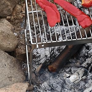 Amazon.com : PSKOOK Folding Campfire Grill, Portable Camping Grill Grate, 304 Stainless Steel ...