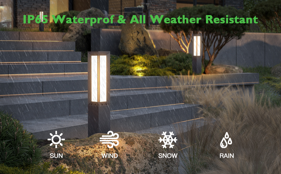 PAKEDANDUN Outdoor Pathway Lights Wired, 32" Landscape Path Light, 3000K LED Bollard Lighting ...