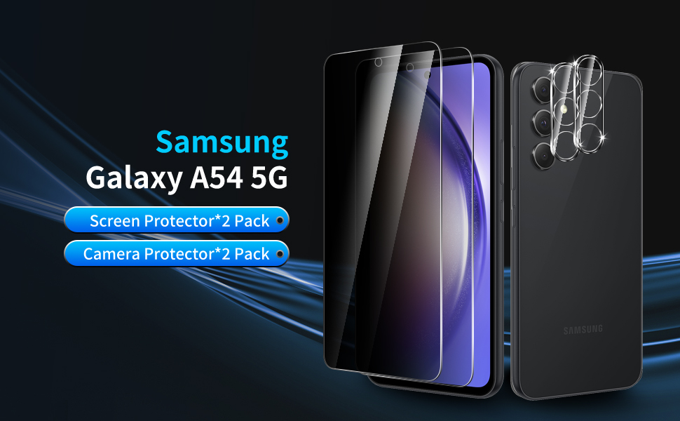 Amazon.com: CHRINECY [4 Pack] 2 Pack Privacy Screen Protector for Samsung Galaxy A54 5G with 2 ...