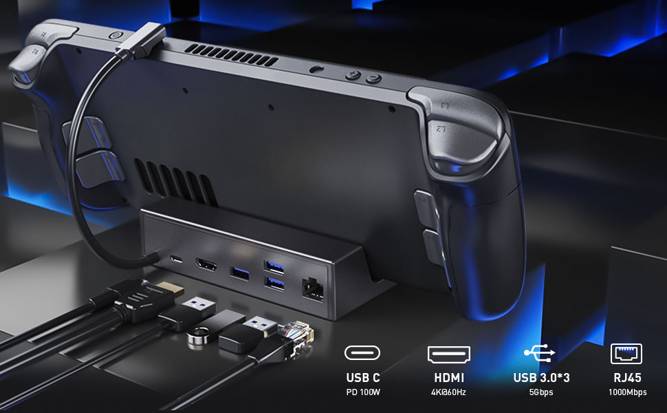 Amazon.com: Steam Deck Dock, with 45W 6.6ft Charger, Stouchi 6-in-1 Steam Deck Docking Station ...