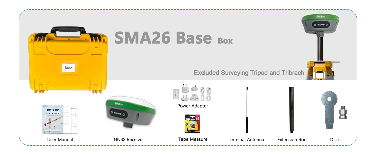 Amazon.com: SMAJAYU Receptor de estación base SMA26 RTK GNSS 4G, topografía estática, precisión ...